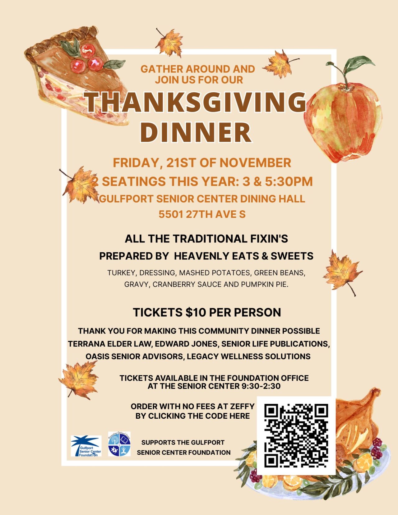 Thanksgiving Dinner 2025 - Gulfport Senior Center Foundation
